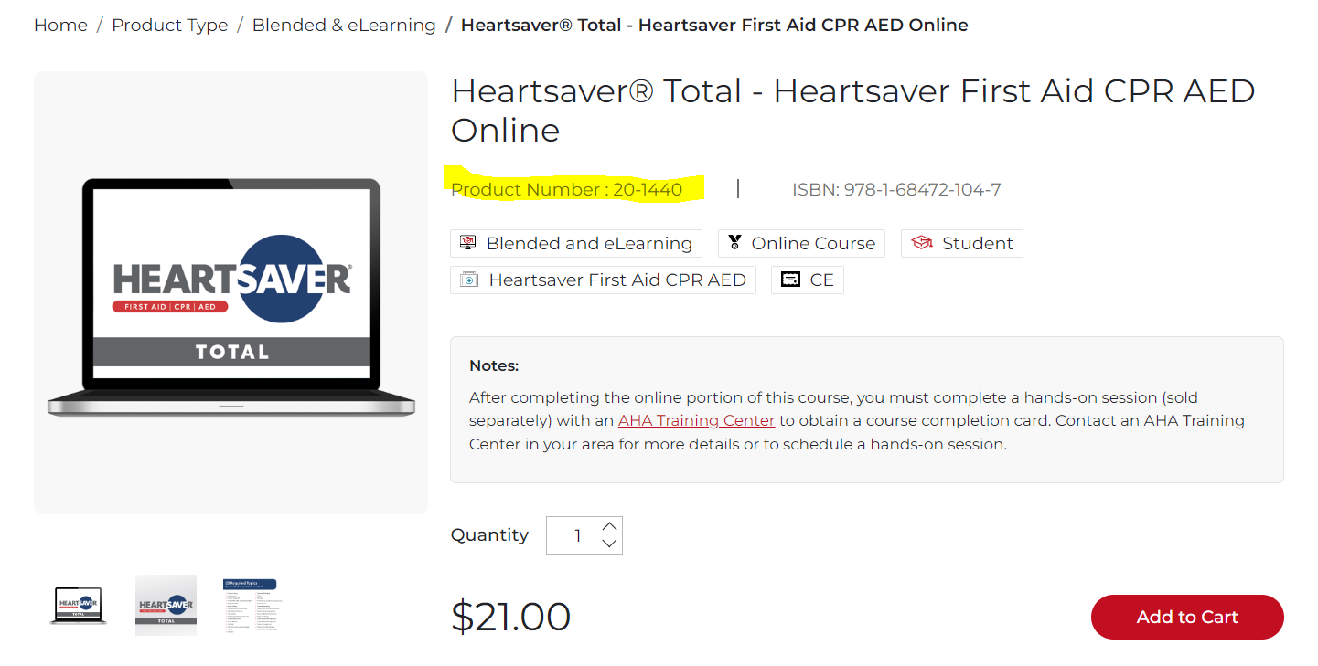 AHA Heartsaver First Aid CPR AED